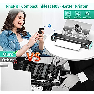 PhoPRT M08F Portable Printer,Thermal Portable Printers Wireless for Travel,Compact Bluetooth Mobile Printer Support 8.5" X 11" US Letter, Upgrade Inkless Small Printers Compatible with Phone,Laptop