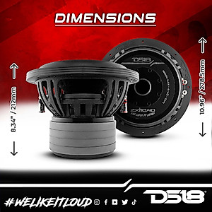 DS18 ZXI10.4D 10 Inches High Excursion Car Audio Subwoofer 1600W Watts Dual Voice Coil 4-Ohm 4 Magnets (1 Speaker)