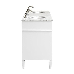 Elegant Kitchen and Bath 60 inch Double Bathroom Vanity Cabinet Set with White Marble Countertop - White