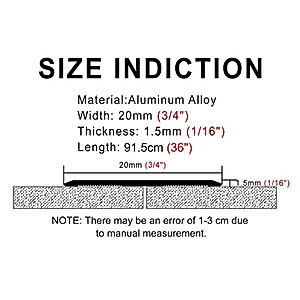 ROYUMI Transition Strip Waterproof Aluminum Threshold Strip, 36" Flat Door Threshold, Self-Adhesive Safety Seam Cover, Prevent Floor Gaps Seam Binder (Color : Style4)