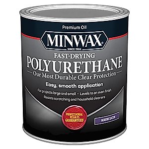 Minwax Fast Drying Polyurethane Protective Wood Finish, Warm Satin, 1 Quart