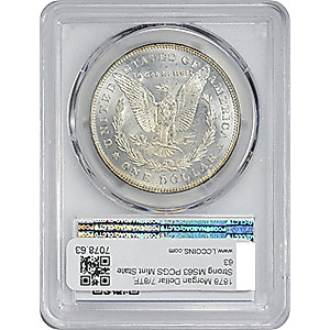 1878-P Morgan Silver Dollar, 7/8TF Strong, MS63, PCGS