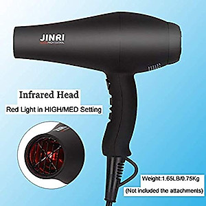 Hair Dryer 1875W, Negative Ionic Fast Dry Low Noise Blow Dryer, Professional Salon Hair Dryers with Diffuser, Concentrator, Styling Pik, 2 Speed and 3 Heat Settings (Black)
