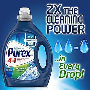 Purex Liquid Laundry Detergent, Mountain Breeze, 2X Concentrated, 126 Loads