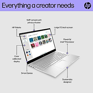 HP Envy 17.3" FHD IPS Touchscreen Laptop, Intel Core i7-1260P, 32GB RAM, 1TB PCIe SSD, Backlit Keyboard, Intel Iris Xe Graphics, 5MP IR Camera, Win 11 Pro, Silver, 32GB USB Card (Renewed)