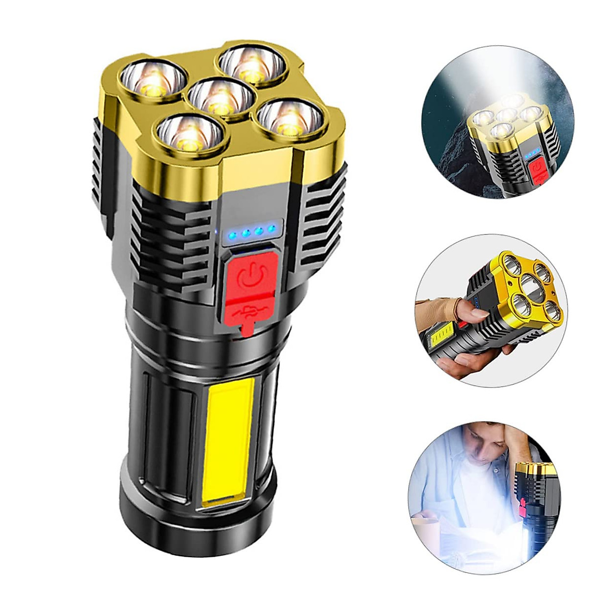 Housoutil 4pcs Flashlight Out Side Lights for Home Flash Light Rechargable Rechargeable Flash Light Portable Handheld Torchlight Camping Supply LED Torchlight Glare Camping Supplies abs