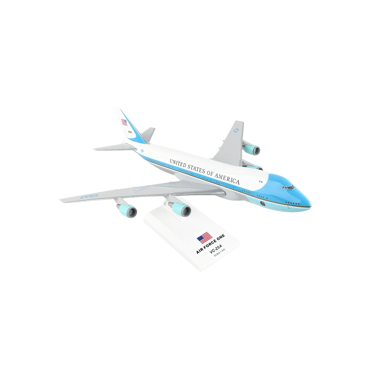 SkyMarks SKR041 Air Force One Boeing 747-200 VC25 1:250 Scale Desktop Model with Stand