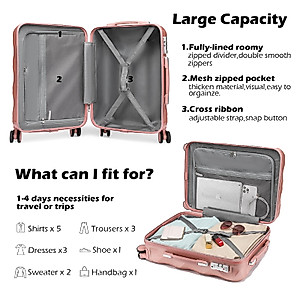 Somago Carry-On Hardside Lightweight 20-Inch Luggage Trolley Suitcase 4 Silence Spinner Wheels ABS, TSA Lock & Airline Approved