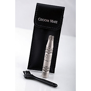 Groom Mate Platinum XL Nose & Ear Hair Trimmer with Leather Pouch & Brush - Engineered to Last a Lifetime - Made in USA