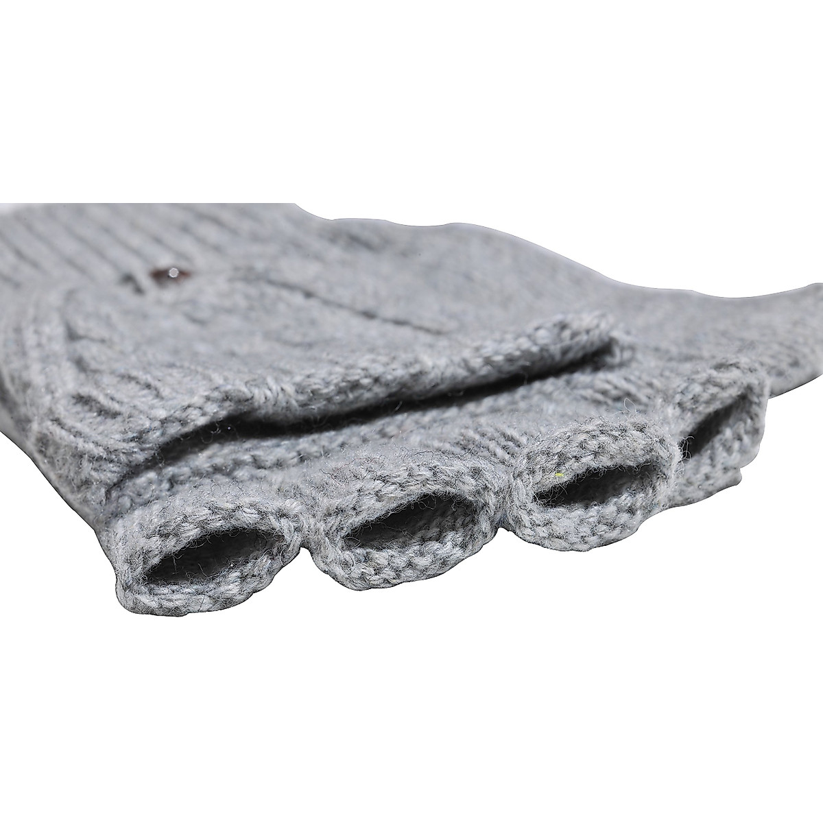 Beurlike Women's Winter Gloves Warm Wool Knitted Convertible Fingerless Mittens (Gray)