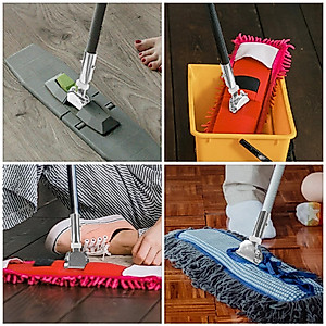 HOLIDYOYO Commercial Mop Clamps Stainless Steel Mop Bar Clamp Heavy Duty Mop Head Replacement Holder Change Mop Handle Gripper Mop Handle Adapter