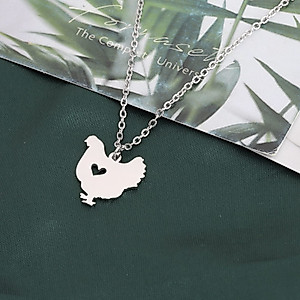 KEYCHIN Funny Chicken Necklace Chicken Lover Gifts Chicken Hen Pendant Jewelry for Chicken Mom Chicken Lady Chicken Owner (Chicken NK-S)