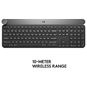 Logitech Craft Advanced Wireless Keyboard with Creative Input Dial and Backlit Keys, Dark grey and aluminum - With Free Adobe Creative Cloud Subscription,Graphite