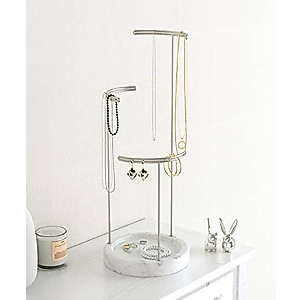 Umbra 299471-491 Tesora 3-Tier Jewelry Stand, Earring Holder, Accessory Organizer and Display, White/Nickel