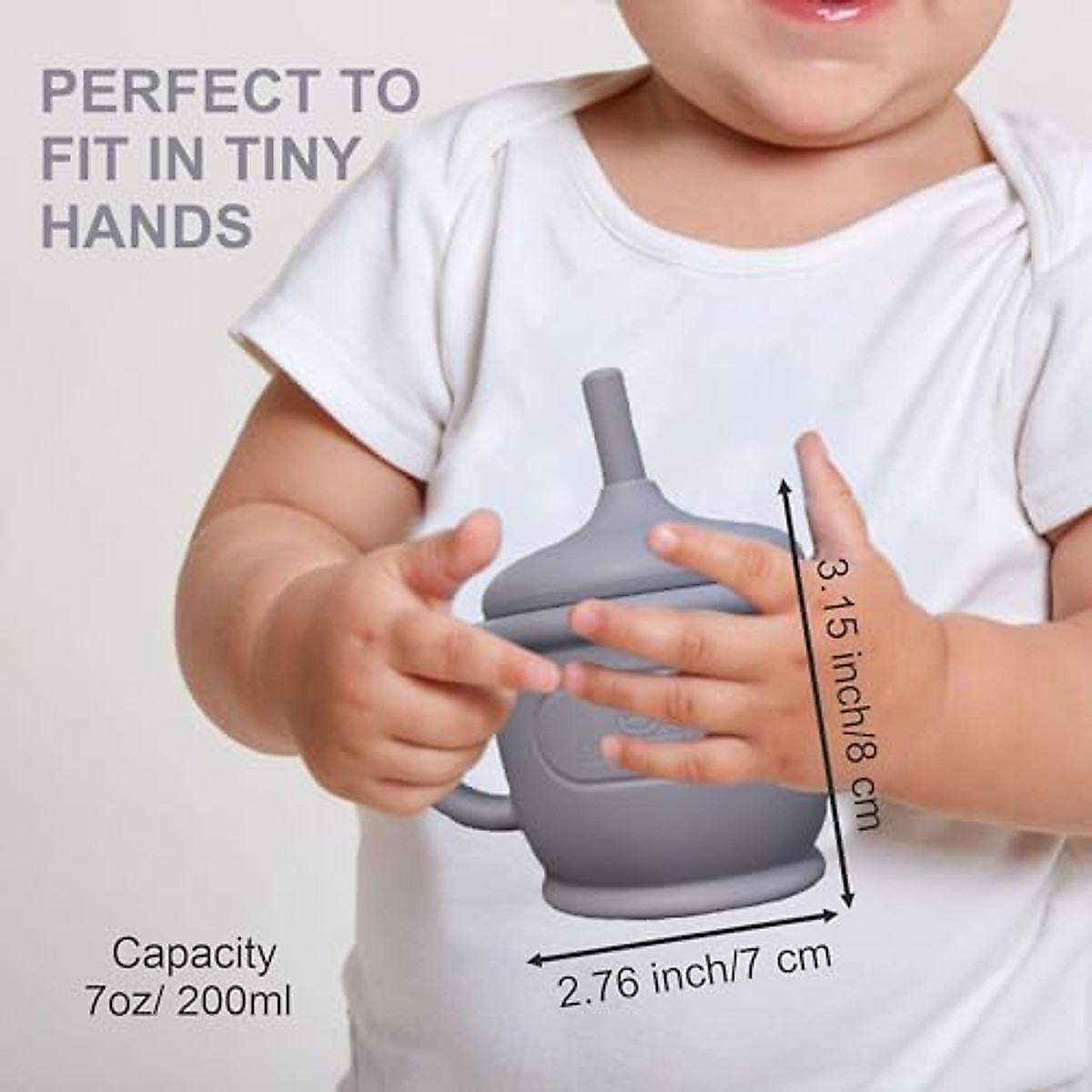 Little Duckling Brands 2-in-1 Silicone Baby Sippy Cup W/Straw & Lid, Toddlers Sippy Cups, Snack Container Cups, Round Snack Cups for Kids, Easy-Hold Straw Cups W/Handle