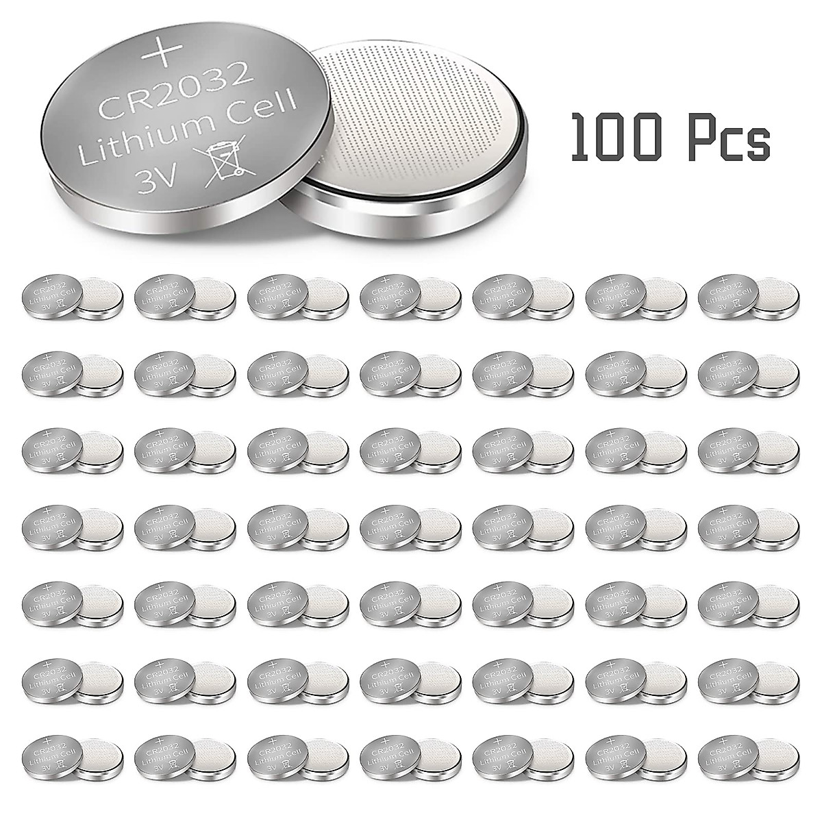 anmas rucci 100PCS CR2032 Lithium 3V Coin Battery, CR2032 Li-ion Lithium Batteries 3V Coin Button Cell, CR2032 3V Battery for Key Fob, Car Remote