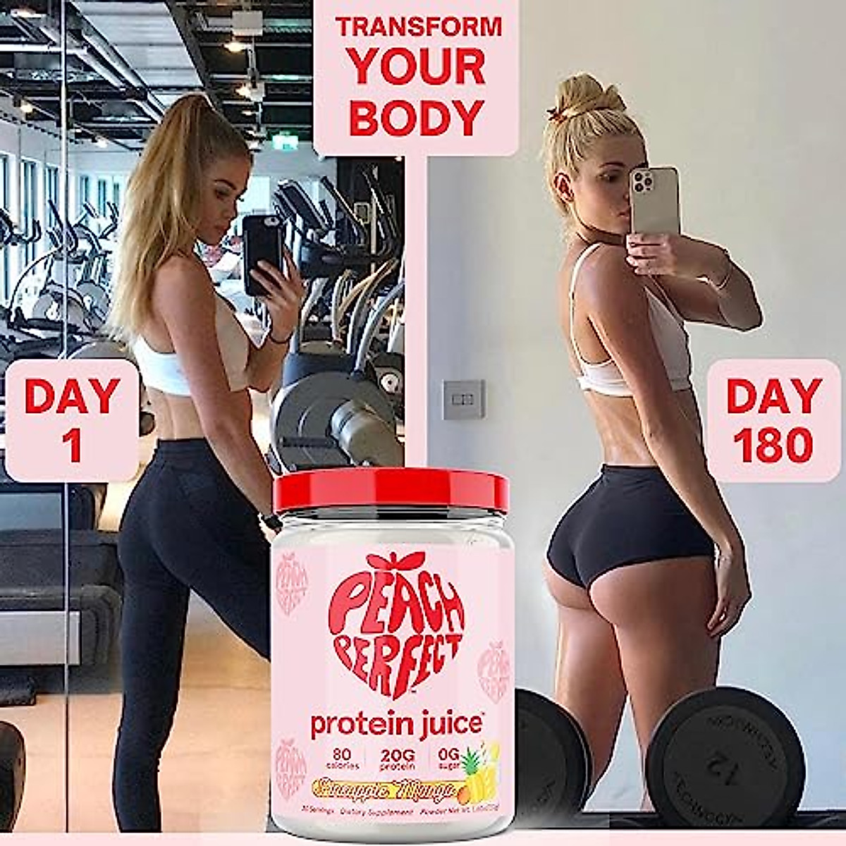 Peach Perfect Protein Juice | 30 Servings | Protein Powder for Women, Muscle Builder & Weight Management, Pineapple Mango, Meal Replacement Shake, Protein Water, Clear Whey, Booty Building Protein