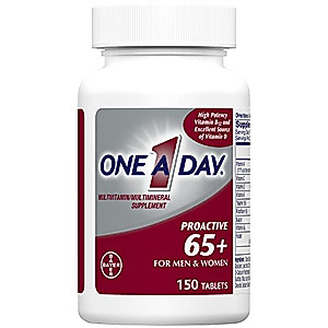 One A Day Proactive 65+, Mens & Womens Multivitamin, Supplement with Vitamin A, Vitamin C, Vitamin D, and Zinc for Immune Health Support*, Calcium, Folic Acid & more, Tablet 150 Count