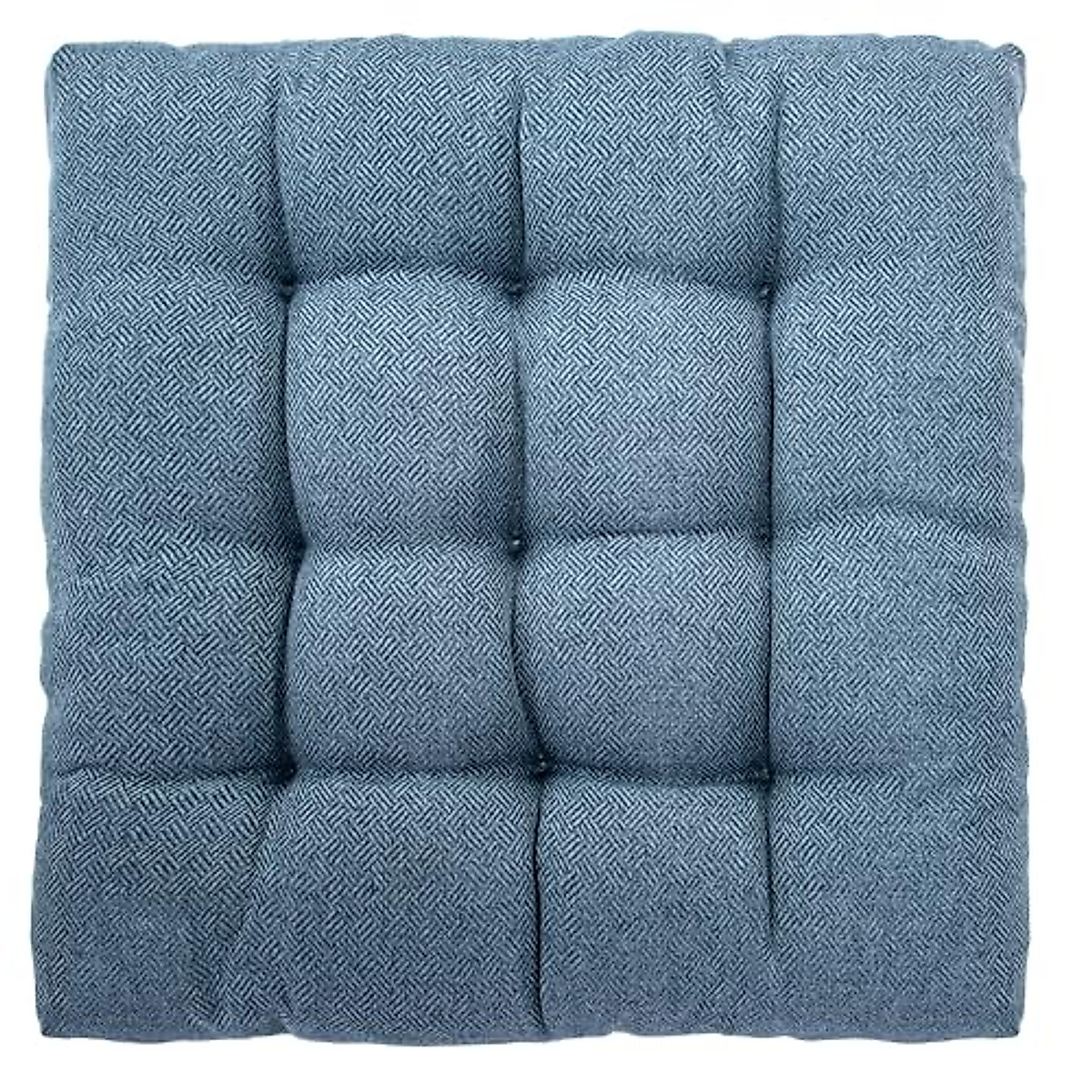 POMIU Outdoor Chair Cushions for Patio and Garden Furniture, Chair Pads Set Premium Comfortable Thick Fiber Fill Tufted Seat Floor Cover (2 Pack, 19" x 19", Dark Blue)