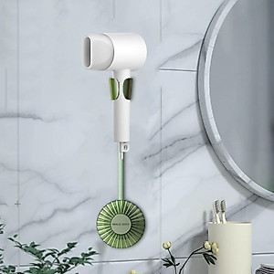 Hair Dryer Bracket, Hands Free Hair Dryer Stand Holder,Lazy Hair Dryer Stand Freely Adjustable at Multiple Angles, Hair Dryer Storage Rack Wall Hanging No Punching (Green)