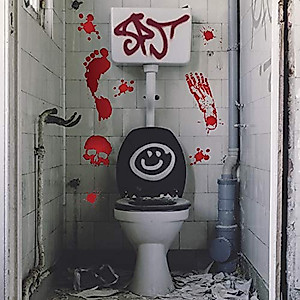 144pcs Halloween Stickers Bloody Handprint Footprint Window Decals Wall Stickers Face Tattoo 3D Zombie Scar Fake Wound Cosplay Makeup Party Decorations Waterproof for Women Men Kids