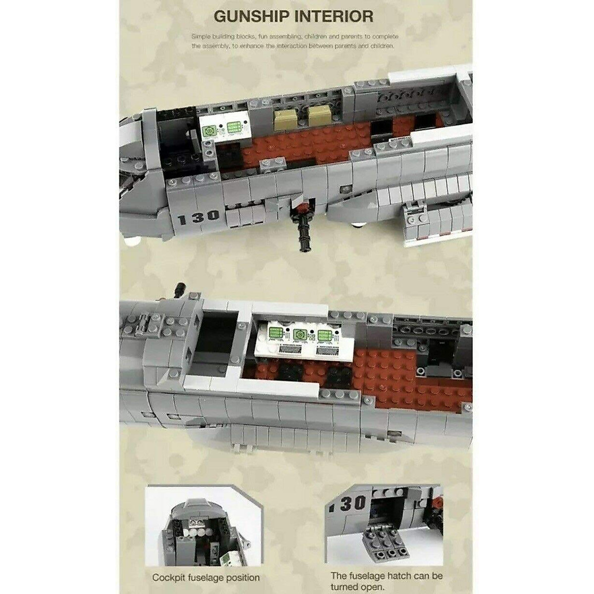 General Jim's AC-130 Gunship Building Blocks Plane Military Bricks Set - Ground-Attack Aircraft with Interactive Features | Compatibke with Cobi, Lego Sets and All Major Brands