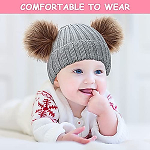 4 Pack Kid Winter Pompom Hat Knitted Ski Beanie Hat Beanie Cap Warm Infant Toddler Hat for Girls Boys 1-6 Years Old