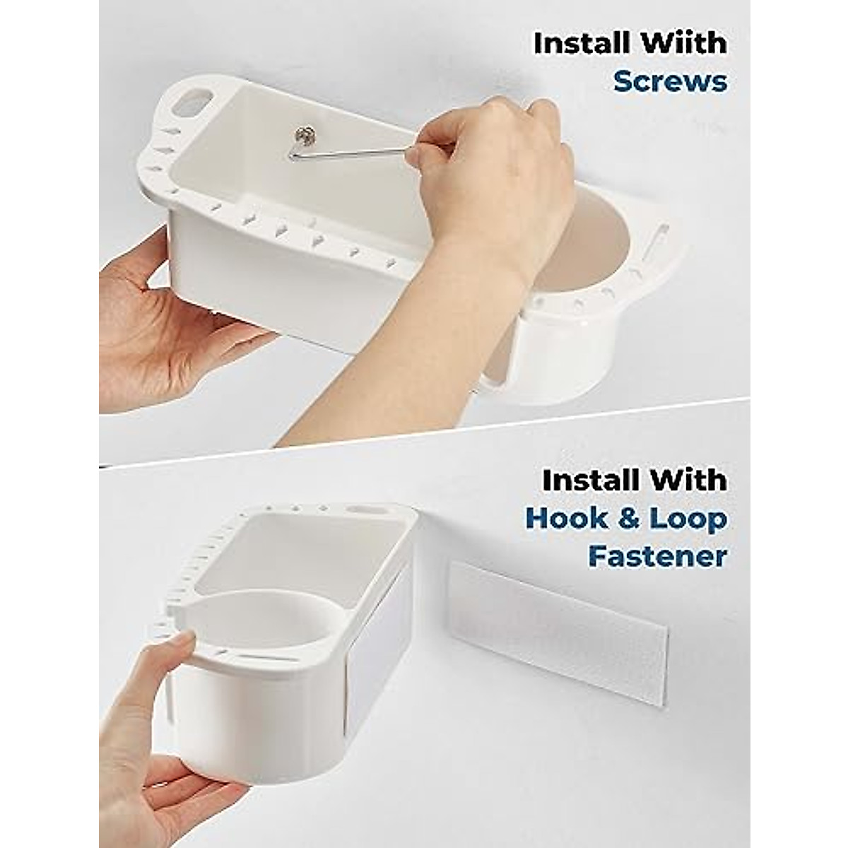 KEMIMOTO Boat Cup Holder, Boat Caddy Organizer Marine Cup Holder with Drainage Hole Universal Fishing Caddy Cabin Storage for Boat, White