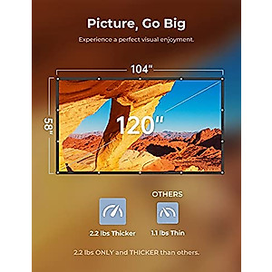 Video Projection Screen, Outdoor Projector Screen 120 inch 16:9 4K HD Foldable & Portable Outdoor Projection Screen, Support Front & Rear Projection for Home Theater Camping Backyard Movies