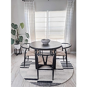 BoutiqueRugs Aibonito Hand Tufted Wool Natural Fiber Soft Large Area Rug - Modern Broken Stripe Carpet for Living Room, Bedroom, Dining Room - Black, Beige, Taupe - 8' x 10' (8x10 Area Rug)