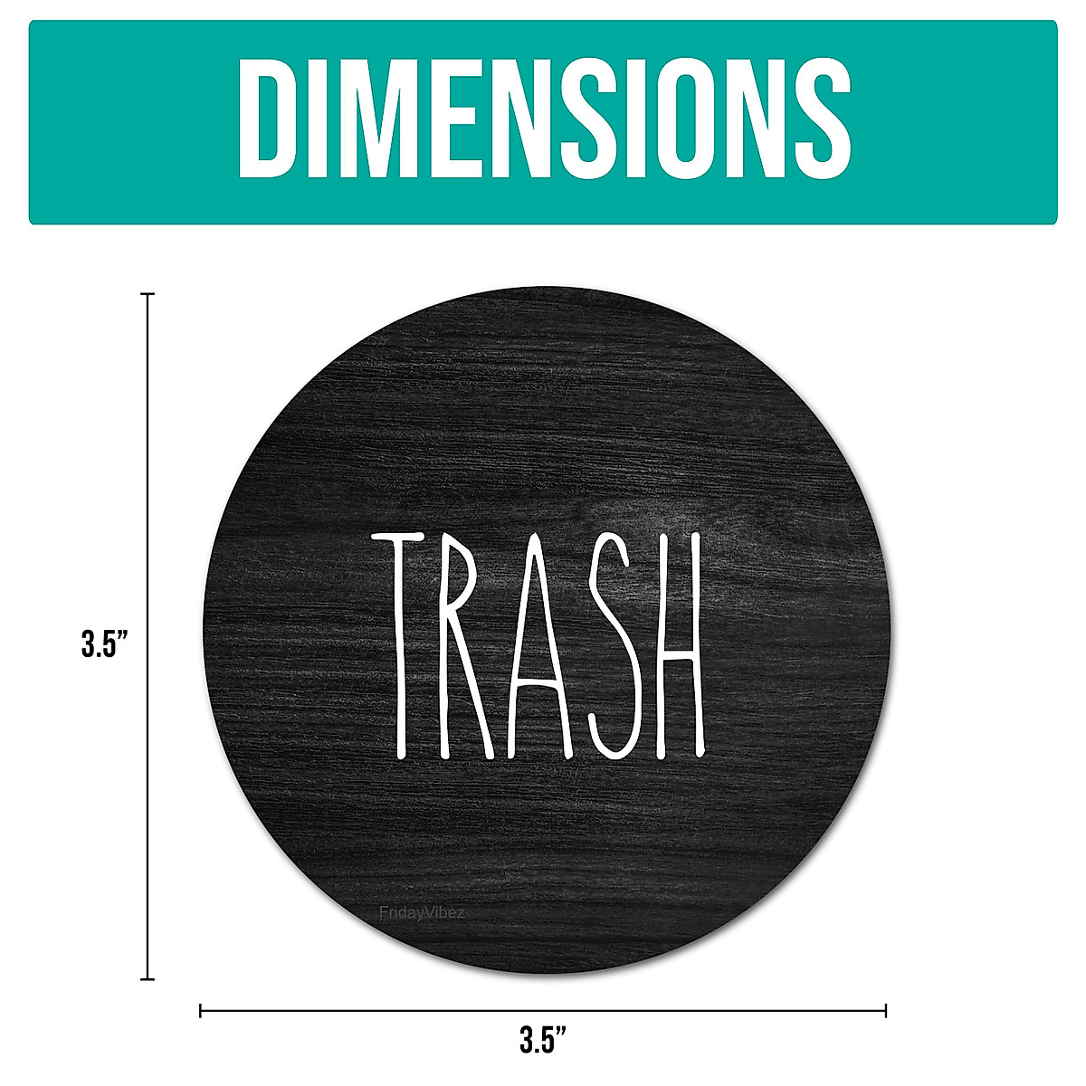 Rustic Recycle and Trash Magnets for Kitchen Trash Cans and Recycling Bins, Trash and Recycle Magnet Combo for Garbage Can Logo Symbol, 2 Magnetic Sticker Adhesives, 3.5" Circle, Outdoor Waste Bin