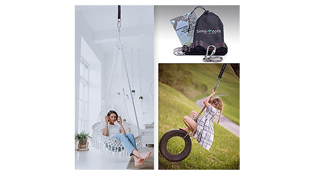 Tree Swing Hanging Kit - Heavy Duty Straps & Lock Carabiners