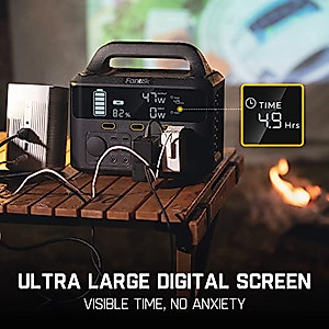Fanttik EVO 300 Portable Power Station, 299Wh Backup Power Supply, Real-Time Monitoring, 2 AC 110V/300W(Peak 600W) Pure Sine Wave Outlets, for Outdoors Camping Travel RV Emergency