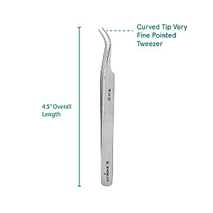 Excelta - 7B-SA-SE - Tweezers - Very Fine Point - Curved - One Star - Anti-Mag. SS - Serrated Tips, 0.06" Height, 0.39300000000000002" Wide, 4.5" Length