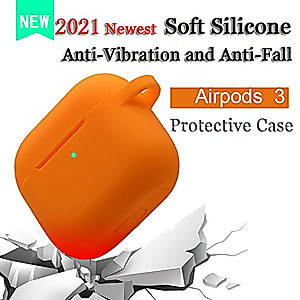 CrCrYBL Airpods 3 Case 2021 Newest, Thicken Protective Silicone Case with Keychain Compatible with Airpods 3 Charging Case, [Visible Front LED], Anti-Fingerprint,Dustproof,Easy Outdoor (Milk Tea)