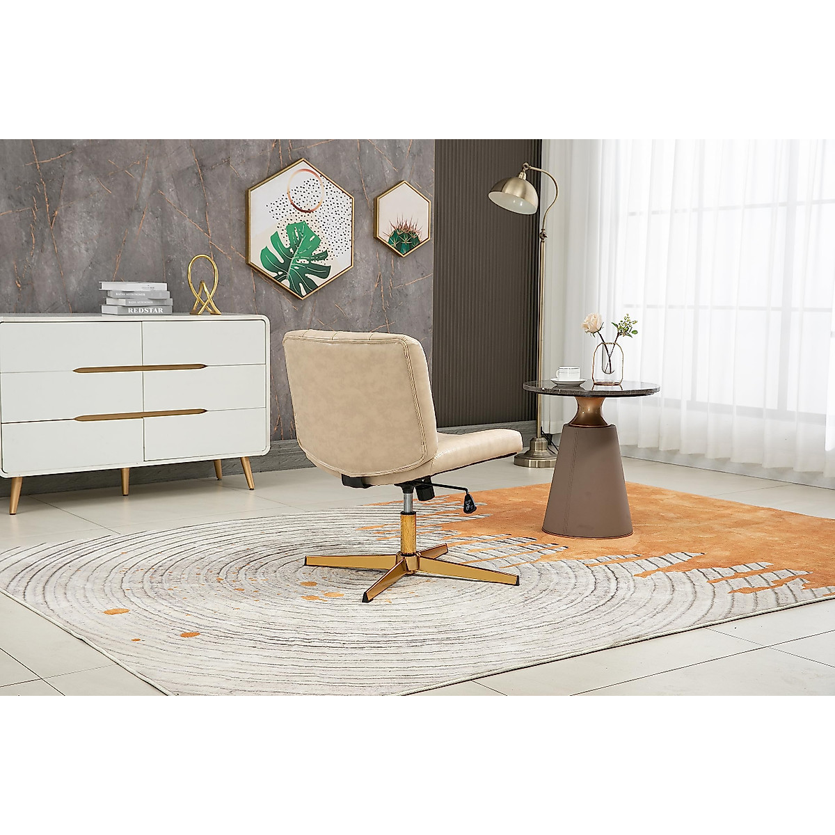 COOLMORE Home Office Desk Chair, Vanity Chair, Modern Adjustable Home Computer Executive Chair Swivel Task Chair for Small Space, Living Room, Make-up, Studying