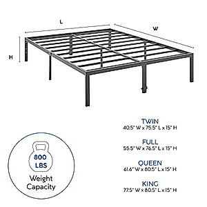 Classic Brands Brutis Black Heavy-Duty Metal Platform Bed Frame, Twin