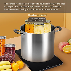 BriSunshine 21.5 QT Canning Pot with Rack, Stainless Steel Water Bath Canner, Stockpot Large pot with Glass Lid Anti-scald Handles for Canning Making Soups, Compatible with Induction Cooktops