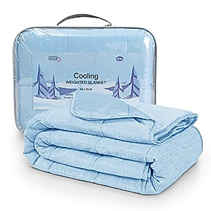 SEDONA HOUSE Cooling Blankets for Hot Sleepers, Cooling Weighted Blanket Absorbs Heat to Keep Body Cool on Warm Nights, Breathable Summer Blanket for Night Sweats (12 lbs, 48" x 72" Twin Size, Blue)