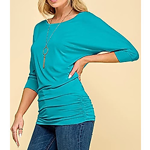 Made By Johnny MBJ WT822 Womens 3/4 Sleeve with Drape Top XXL Jade