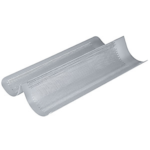 KitchenCraft Chicago Metallic Commercial II Aluminium Non-Stick Perforated French Bread Baking Tin, 41 x 20.5 x 6.5 cm (16" x 8" x 2.5")