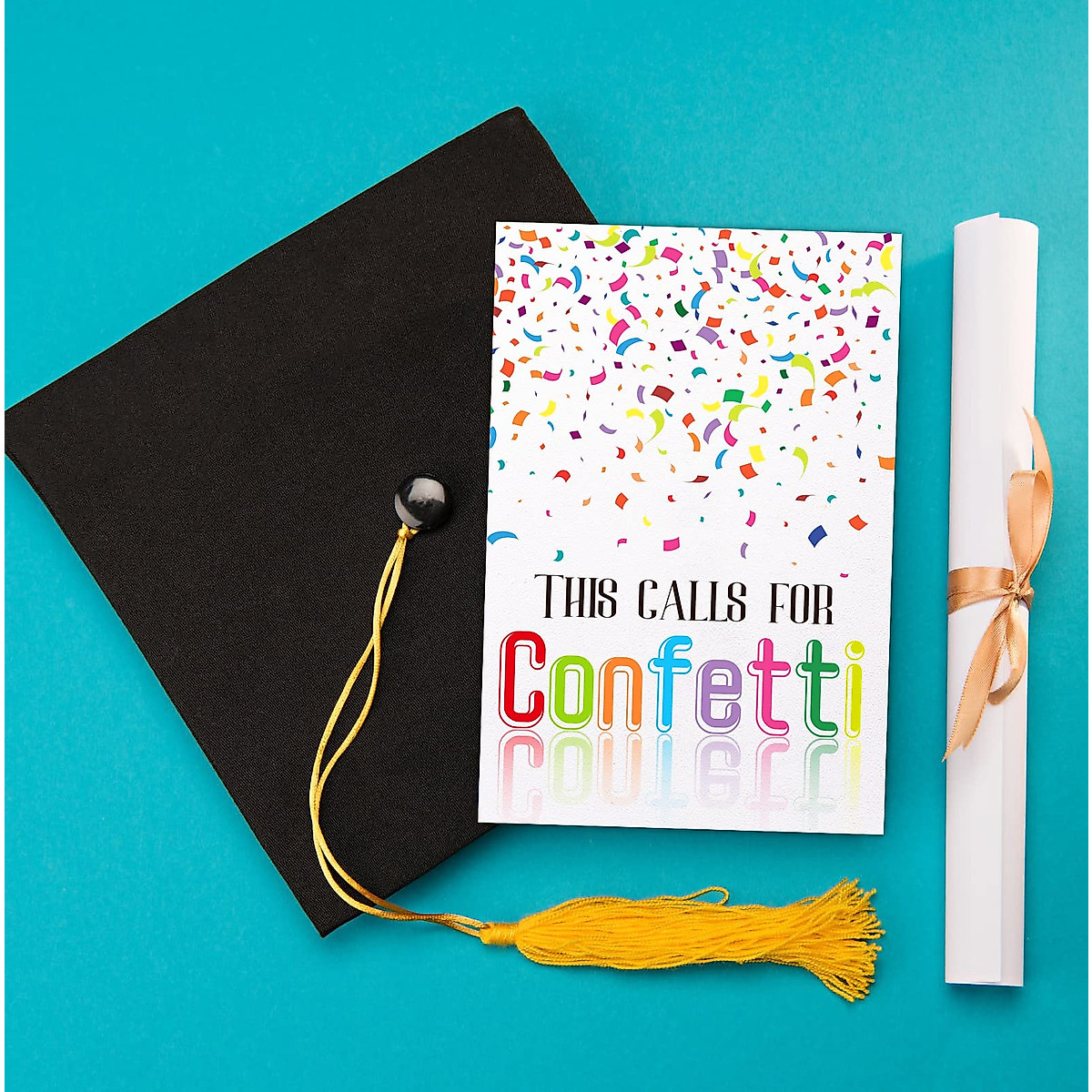 WaaHome You Did It Graduation Card for Her Him 2024, 4''x6'' Funny This Calls for Confetti Congrats Grad Gift Card For Girls Boys Seniors, Confetti Graduation Greeting Card with Envelope