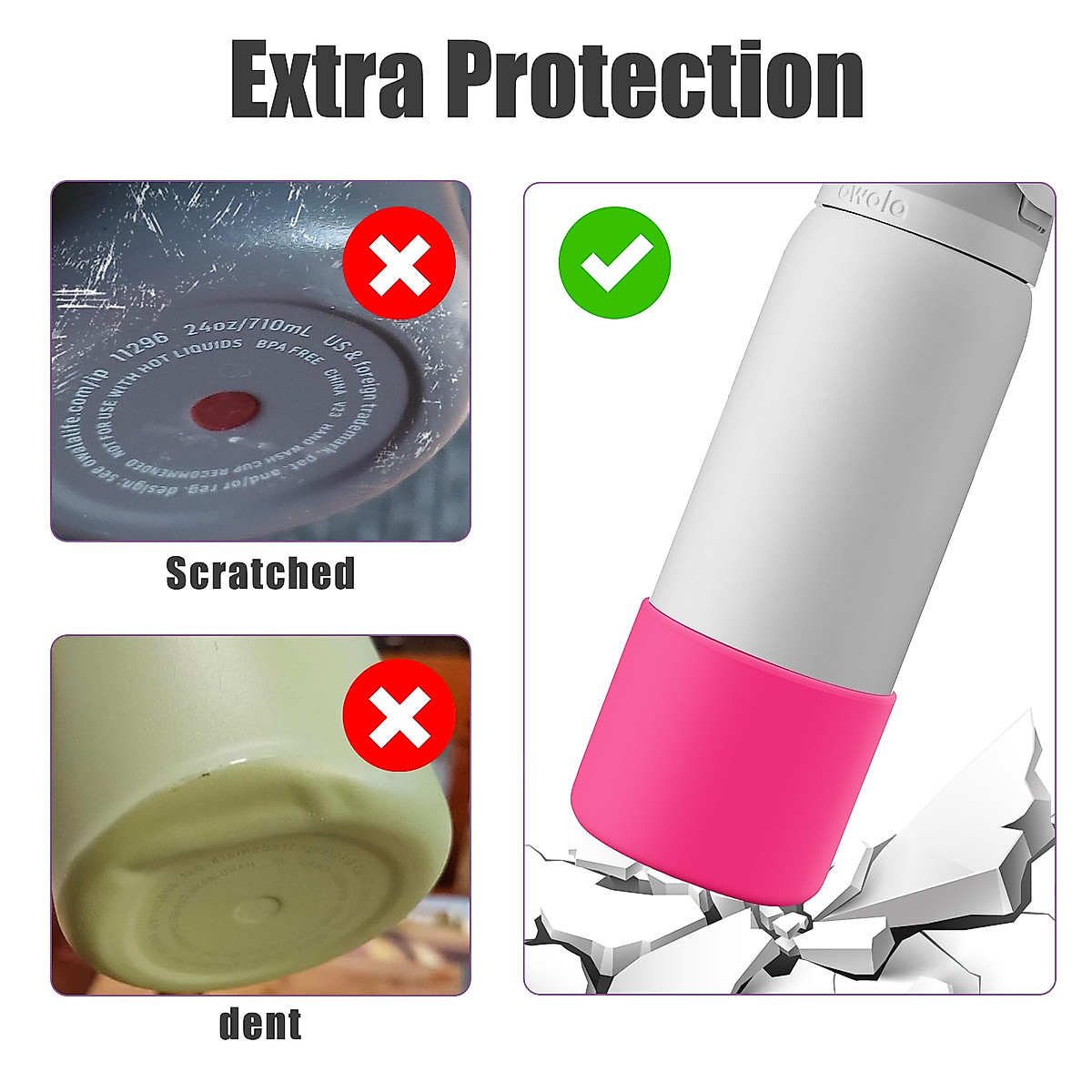 Diumepo Silicone Water Bottle Boot for Owala 32oz, Anti-Slip Protective Sleeve for Owala Twist & FreeSip & Flip Stainless Steel Water Bottle, Boot Bottom Base for Owala (Rose Red)