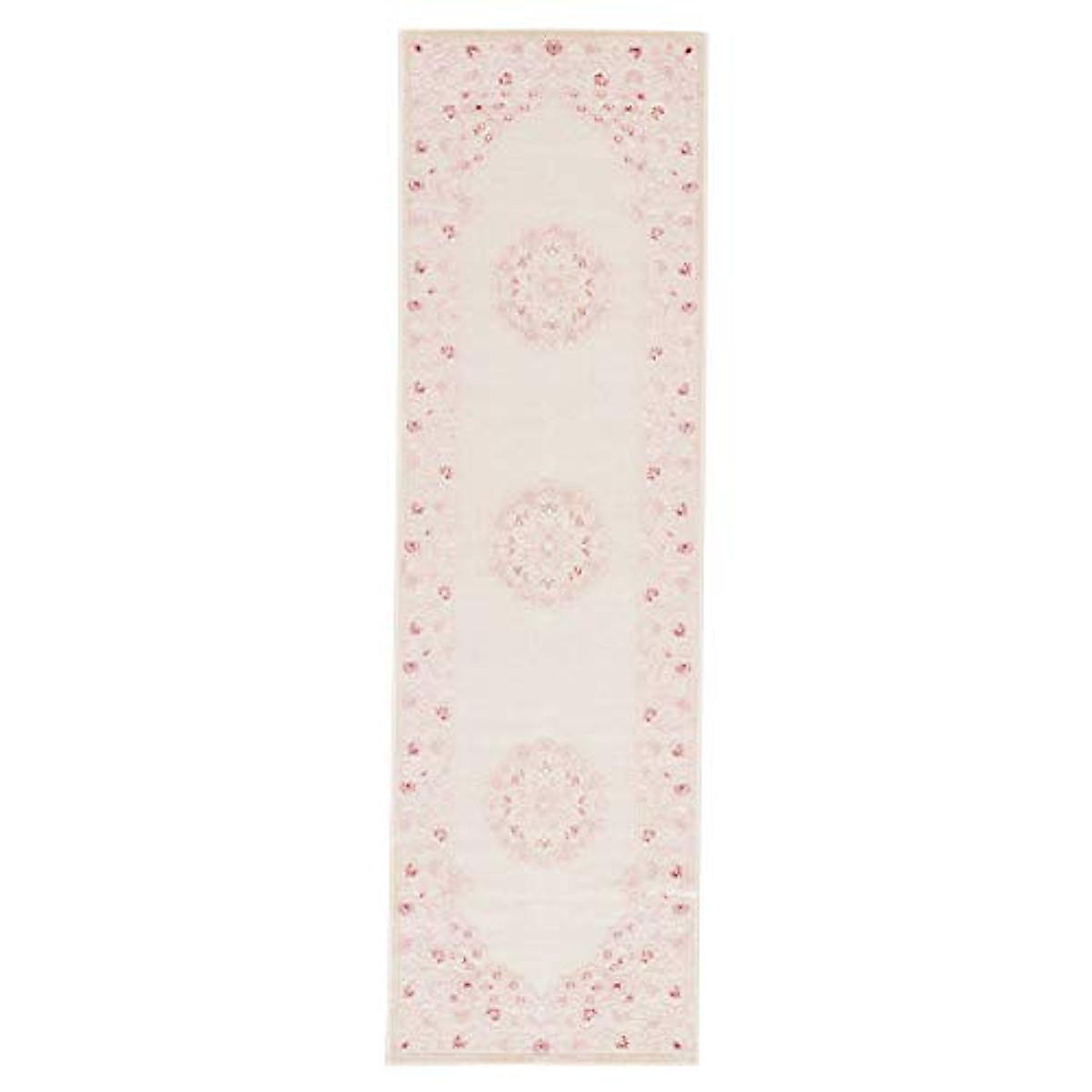 Jaipur Living Fables Collection 5' x 7'6" Small Area Rug with Medallion Design and Scrolling Border, Soft Power-Loomed Bohemian Rug for Bedrooms and Living Rooms, Pink/White