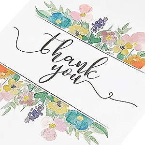 100 Pack Paper Cookie Bags, 5 x 7 Inch for Party Favors, Treats, Candy, Wedding, Individual Bag with Floral Thank You Design, Mini Gift Bags for Snacks, Goodies