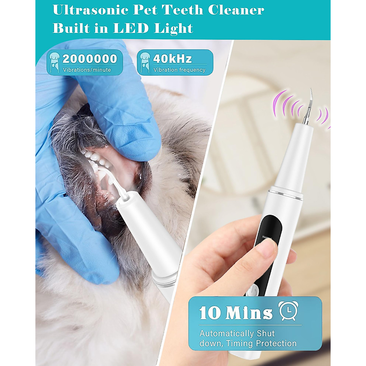 Joymiuz Plaque Remover for Teeth - 5 Modes Pet Ultrasonic Toothbrush Cleaner - Teeth Cleaning Kit for Tartar and Stains - Suitable for Dogs and Cats