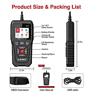 ELMCONFIG OBD2 Scanner, Car OBD2 Scanner Code Reader with 4 Shortcut Keys & Print Function Options, YA301 Upgraded Check Engine Diagnostic Tool for All OBDII Vehicles After 1996