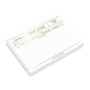 Bliss Collections Desk Notes and Messages, Gold Foil,"Hey You" Notepad to Send Reminders, Thank You Notes, Urgent Correspondence or Just Because, 4"x6" Tear-Off Sheets (50 Sheets)