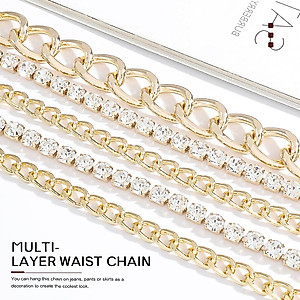 Cosydays Rhinestone Waist Chain Gold Metal Belt Layered Body Chain Crystal Belly Chain Party Sexy Body Jewelry for Women and Girls