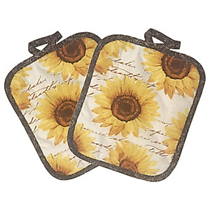 Lobyn Value Packs Golden Sunflower Kitchen Towel 5 Piece Linen Set 2 Towels 2 Pot Holders 1 Oven Mitt
